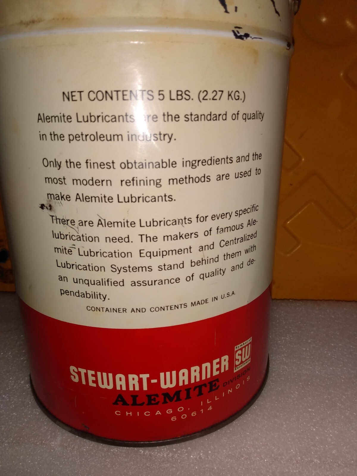 Vintage Alemite Wheel Bearing Grease can 5 LB gas oil adv Stewart ...