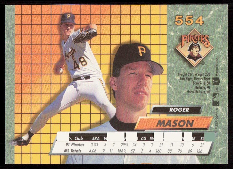 1992 Ultra 554 Roger Mason Pittsburgh Pirates | eBay