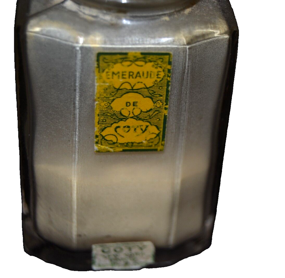 EMERAUDE DE COTY Powder New York Paris 2 oz Glass Bottle Art Deco Look ...