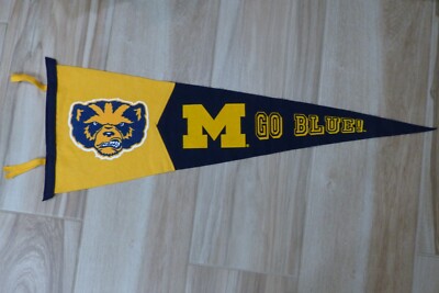 VINTAGE PENNANT FELT MICHIGAN WOLVERINES GO BLUE 32X11.5 MINT ...