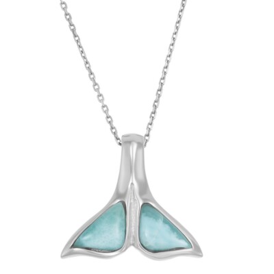 Sterling Silver Larimar Whale Tale Pendant | eBay