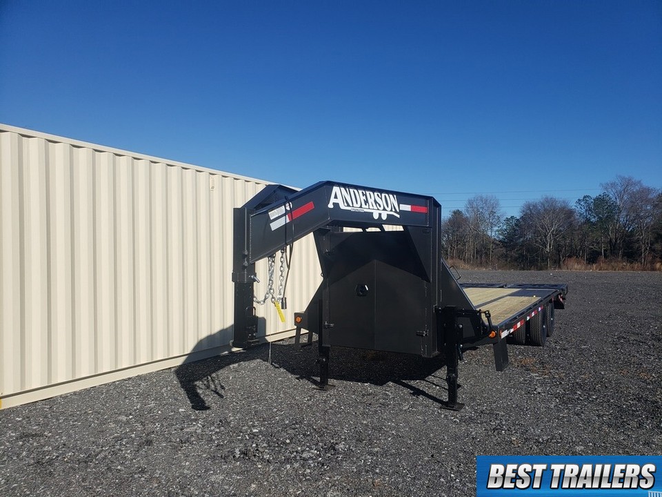 hotshot anderson trailers 25 ft 10 ton gooseneck flatbed mega ramp ...