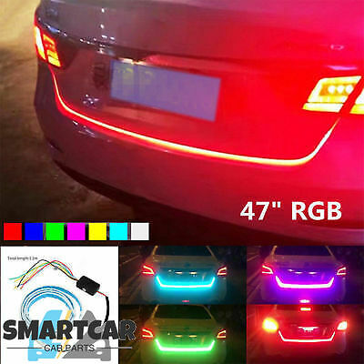 7 Color Car Rear Trunk RGB LED Strip Light Tailgate Brake Drive Turn ...
