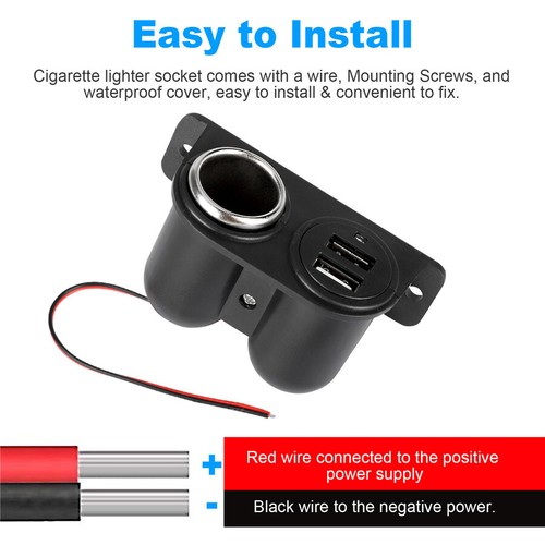 Car Cigarette Lighter Auxiliary Dual USB Power Outlet DC12V Socket Plug ...
