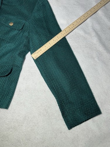 Chico's Dark Teal Blue Green Tweed Blazer Jacket Sz 2 | eBay