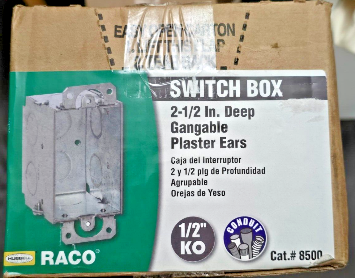 25 Pcs Hubbell Raco 8500 Steel 12.5 cu in. 1-Gang SWITCH BOX 2.5" D x 4 ...