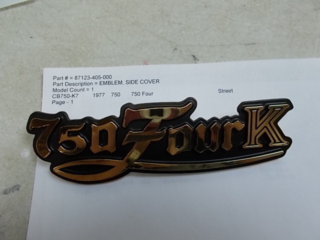 Honda OEM 750 Four K Side Cover Emblem 1977 Cb750 87123-405-000 for ...