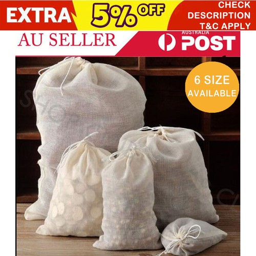 Reusable 100% Cotton Muslin Filter Bags spices herbs tea soup ...