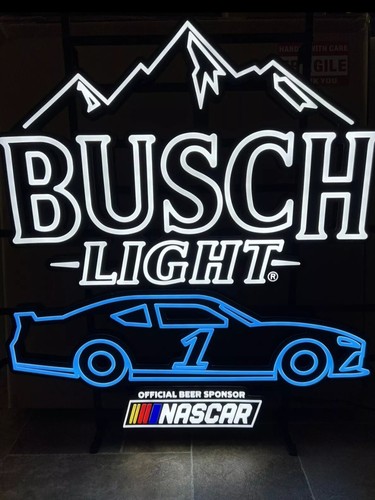 Rare Busch Light Nascar Beer LED Iconic Sign Not Neon Bar Duck Racecar ...