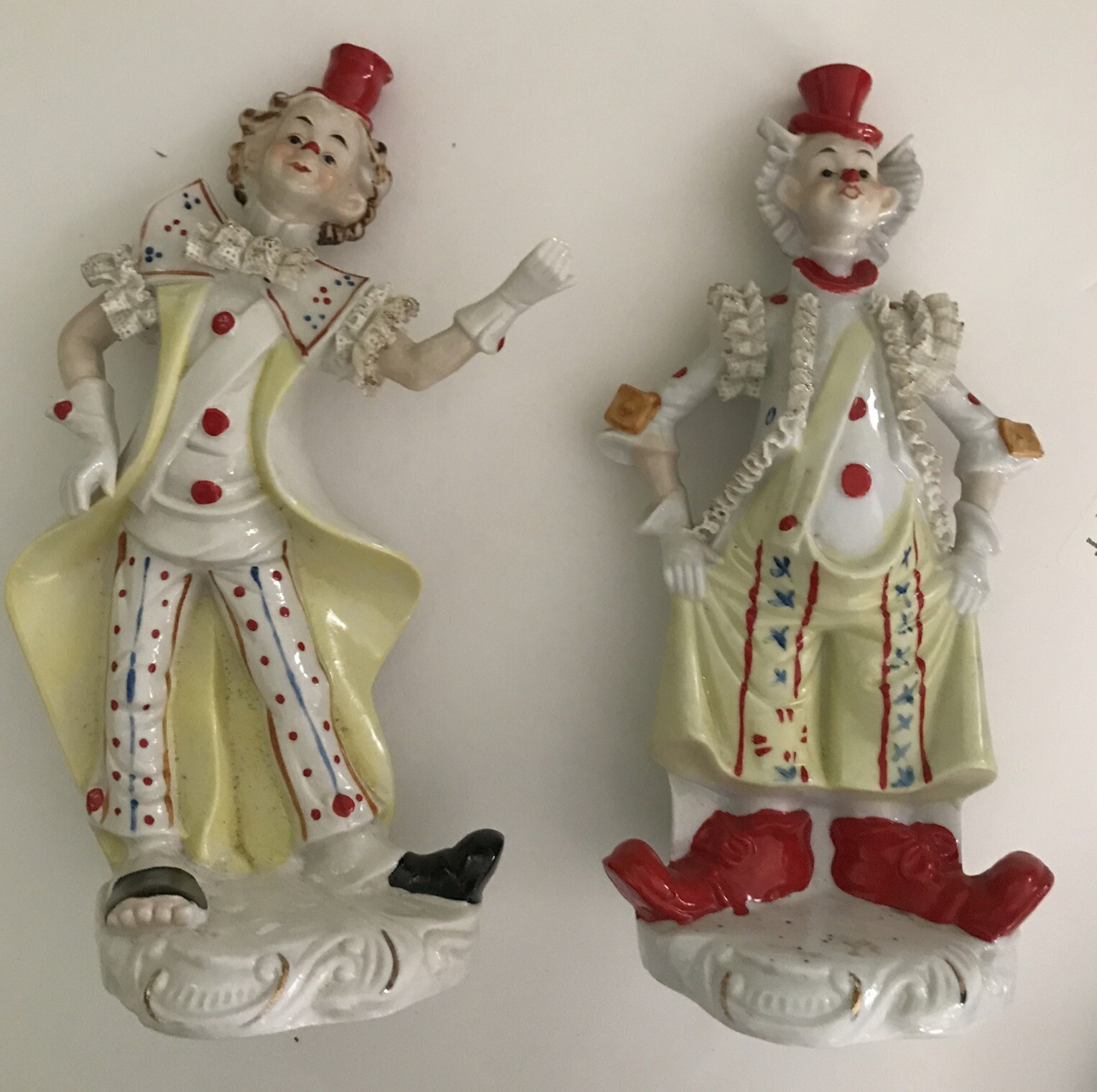 Vintage Clown Figurines. Pair of Bisque Clown Statues. 11” tall ...