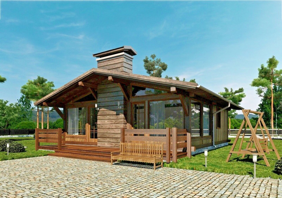 860 sq.ft PREFAB TIMBER FRAME KIT ENGINEERED WOOD HOUSE DIY BUILDING ...
