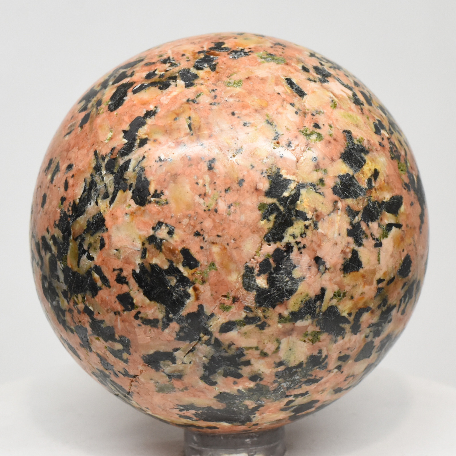 63mm Orthoclase w/ Tourmaline Sphere Natural Fluorescent Mineral Stone ...