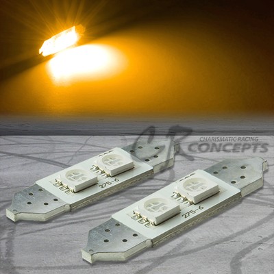2X 2 SMD 2SMD 36MM 5050 BRIGHT AMBER LED INTERIOR DOME WEDGE LIGHT BULB ...