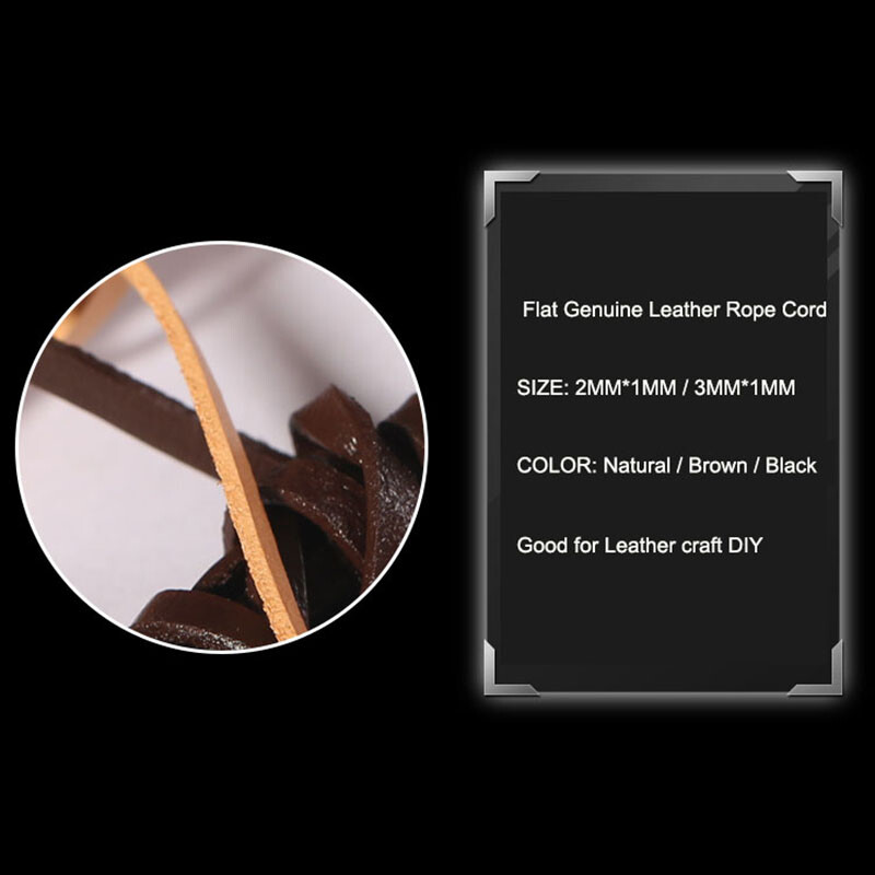 5M Flat Genuine Leather craft Rope Cord for Bracelet Necklace Strap DIY ...