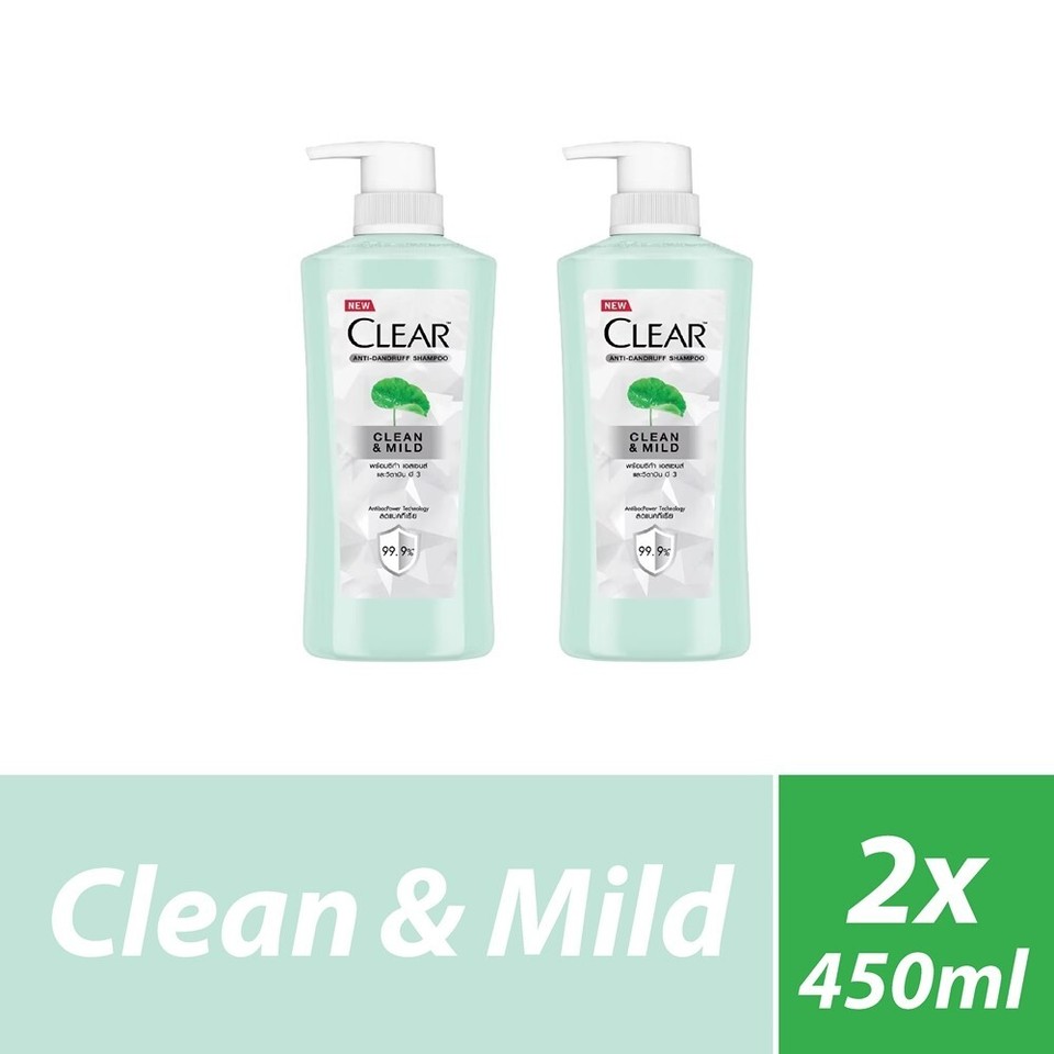 2x450ml Anti Dandruff Scalp Clean Care Clear Shampoo and Hair Mild Dry ...