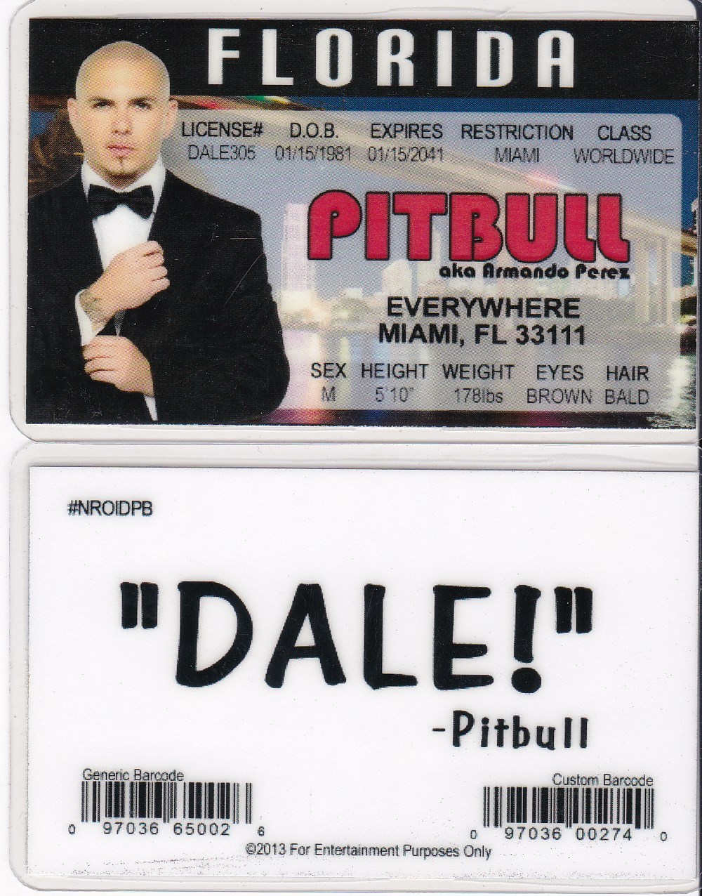 Miami Florida Rapper Driver's License FAKE ID card | eBay