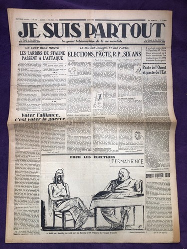 Politique : Journal " Je suis partout " de Brasillach - février 1936 ...