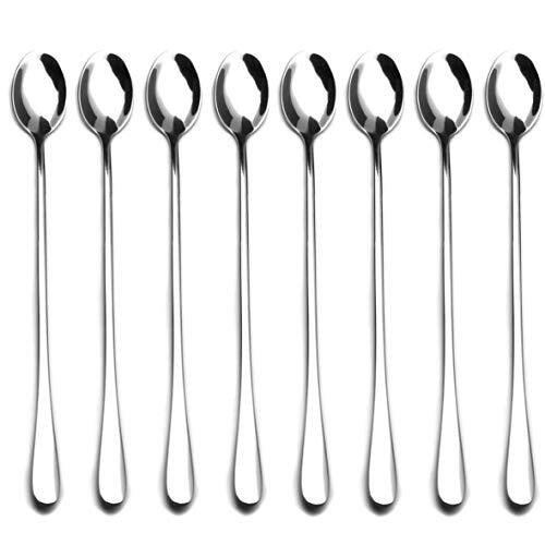 Set of 8 Long Handle Mixing Spoons 9 Inch Stainless Steel Iced Tea ...
