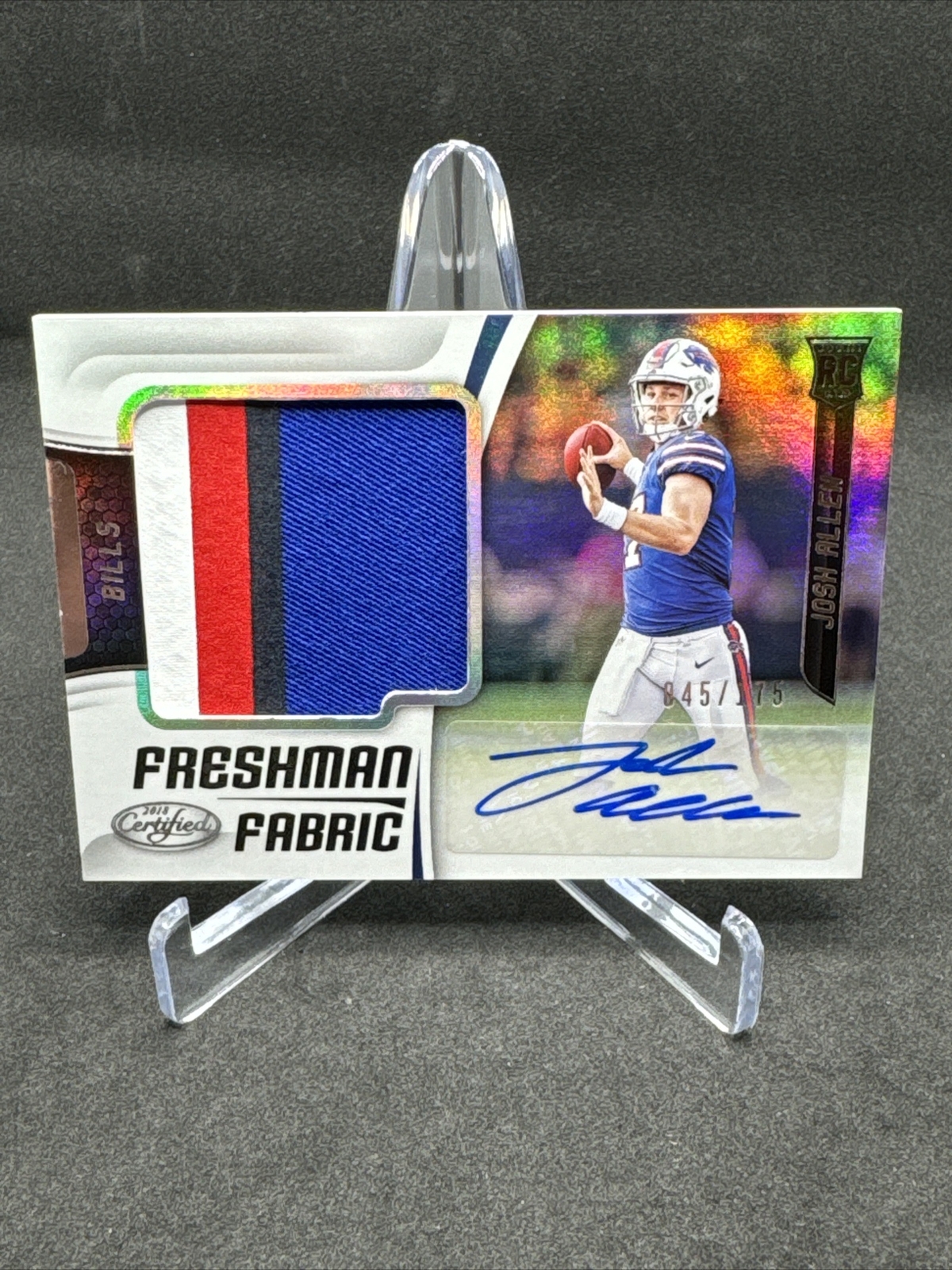 2018 CERTIFIED JOSH ALLEN ROOKIE PATCH AUTOGRAPH FRESHMAN FABRIC /175 4 ...