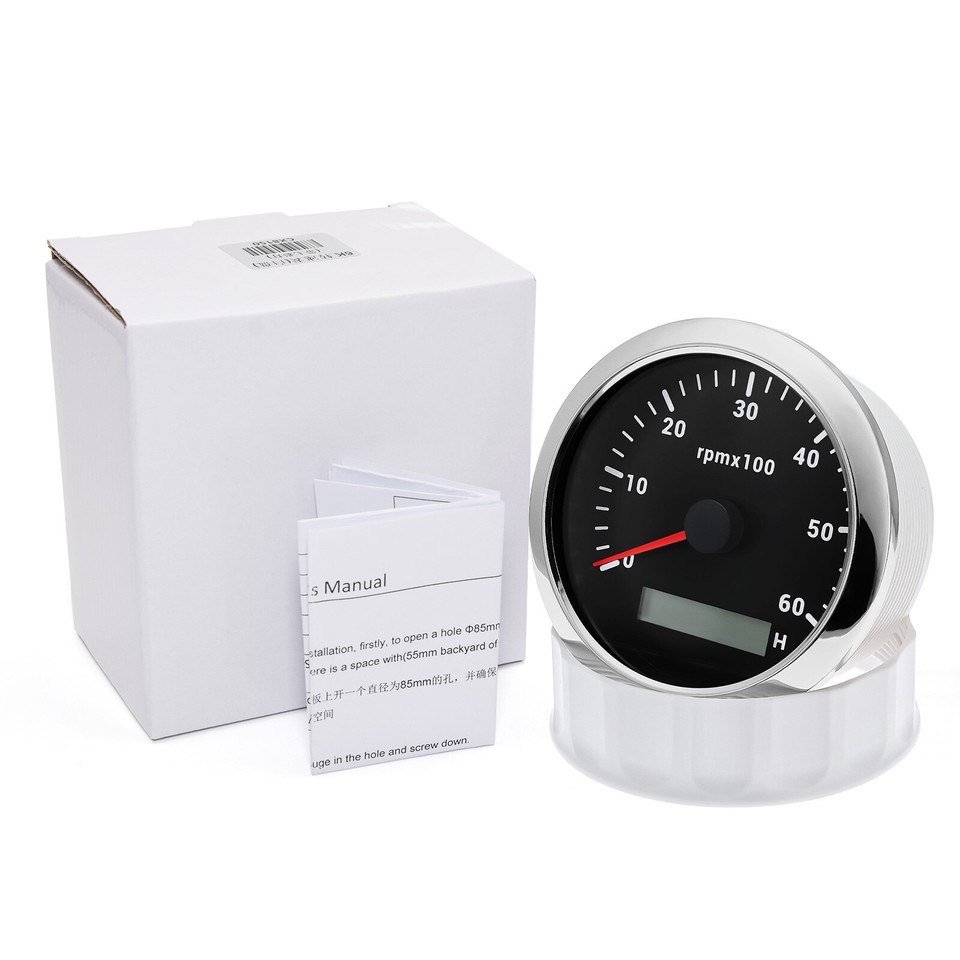 85mm 7 Colors LED Waterproof Tachometer Gauge 0-6000RPM with 18mm RPM ...
