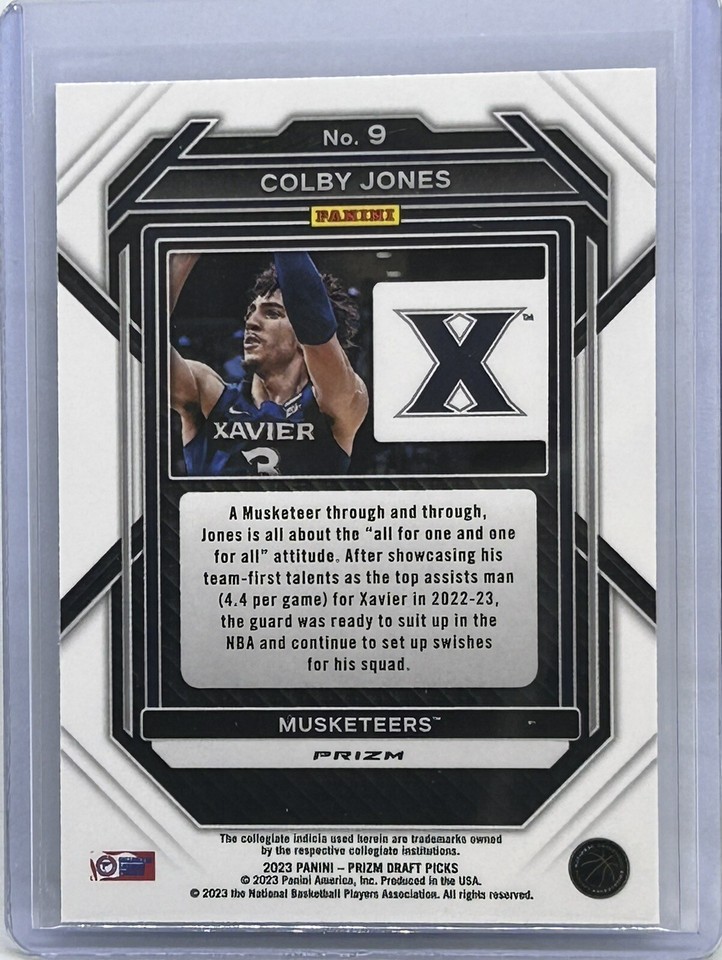 2023-24 Panini Prizm Draft Picks #9 Colby Jones Hyper Rookie RC Xavier ...