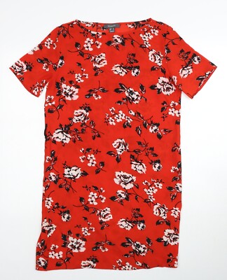 Primark Womens Red Floral Polyester Blend A-Line Size 10 | eBay UK