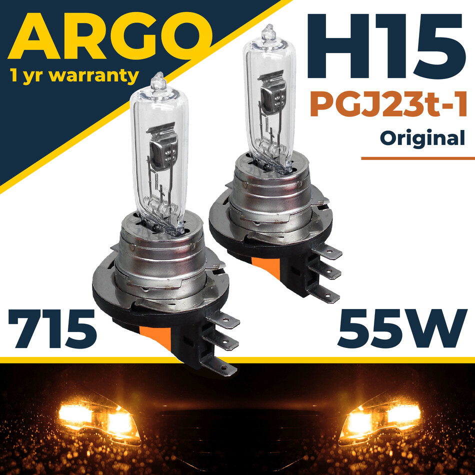 H15 Halogen 715 12v 15/55w PJ26t-1 DRL Headlight Main Beam Bulbs Clear ...