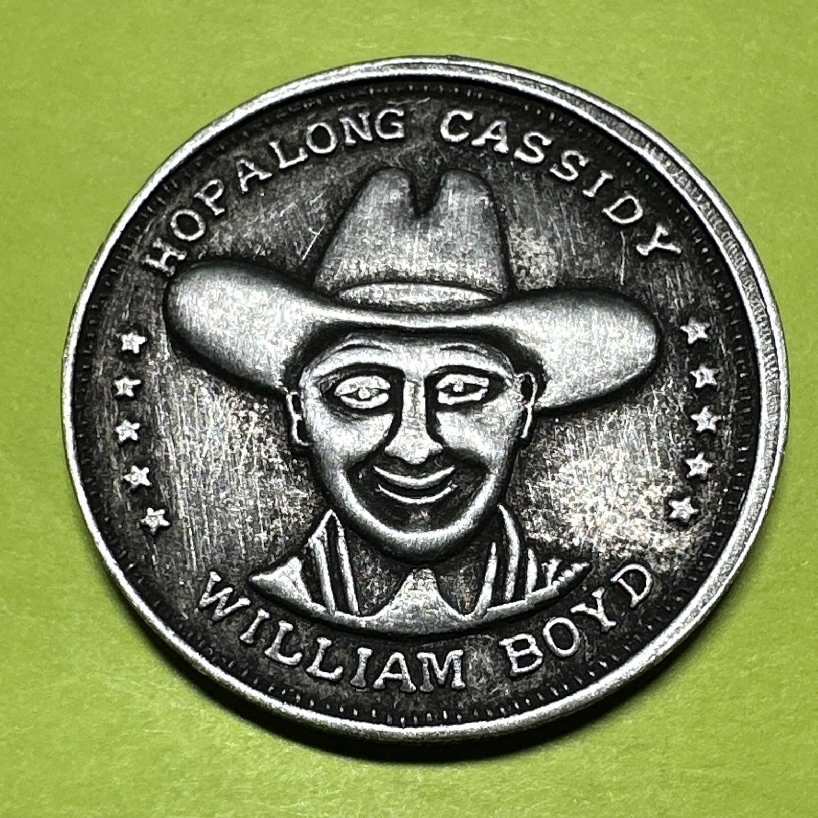VINTAGE NICE HOPALONG CASSIDY "HOPPY" COIN 50'S GOOD LUCK CHARM WILLIAM ...