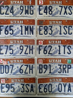 BULK LOT of 10 Utah Skier, Greatest Snow on Earth License Plates NICE ...