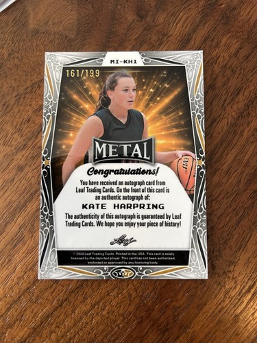 2024 Leaf Metal Exclusive Kate Harpring Red Auto /199 On Card Auto #MI ...