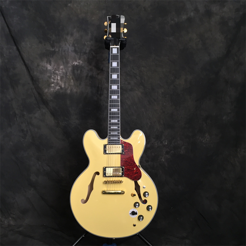 Custom Cream Semi-Hollow Body ES-335 Electric Guitar H-H Pickups Gold ...
