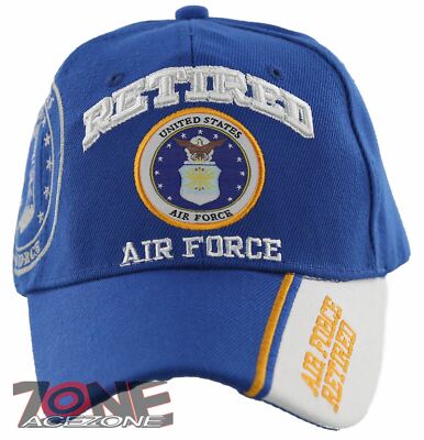 NEW! USAF AIR FORCE RETIRED SIDE LINE BALL CAP HAT BLUE | eBay