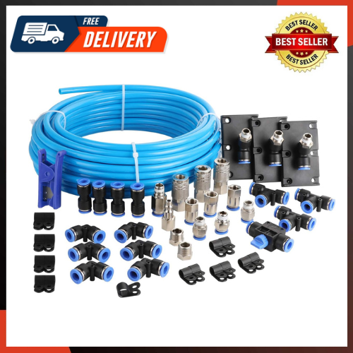 Shop Air Line Kit 3/8 Inch (9.5MM) OD × 60 Feet Nylon Compressed Air ...