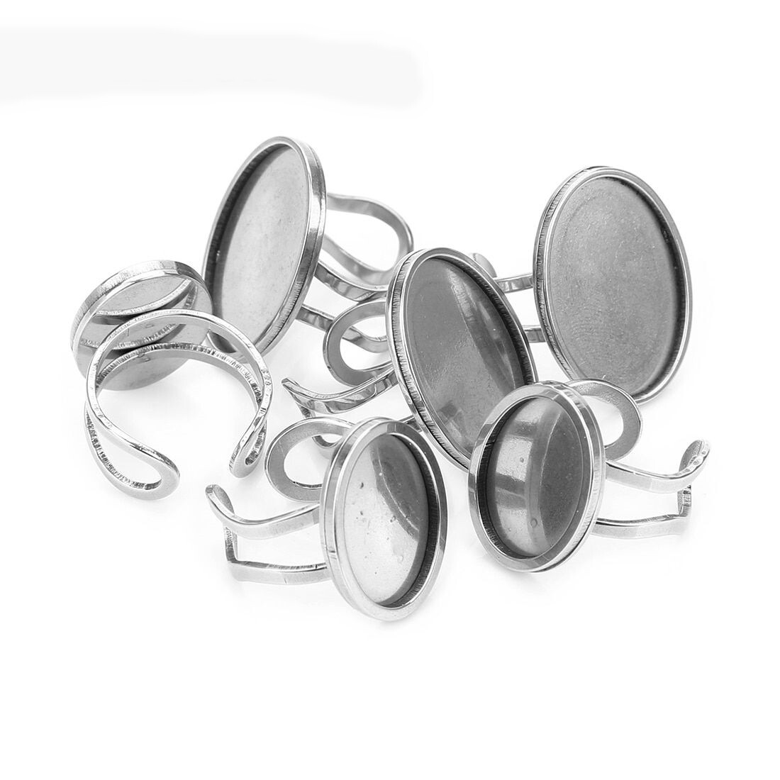 Stainless Steel Adjustable Ring Blank Base Trays Flat Metal Rings ...