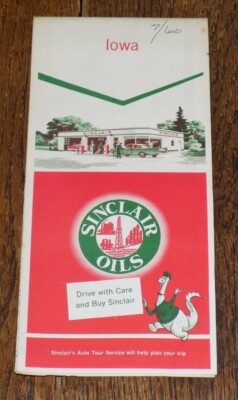 1958 Sinclair Oil Road Map of IOWA | eBay