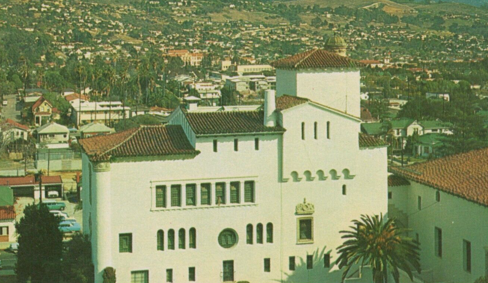 County Courthouse Vista Santa Barbara California Chrome Vintage Post ...