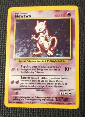 Pokemon Mewtwo Holo Rare Basic 10/102 Base Set WOTC 1999 | eBay