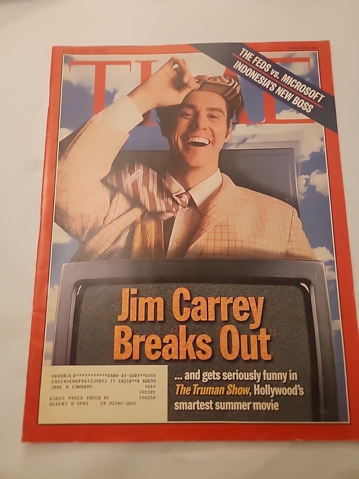 VTG Time Magazine June 1 1998 Jim Carrey Breaks Out in The Truman Show ...