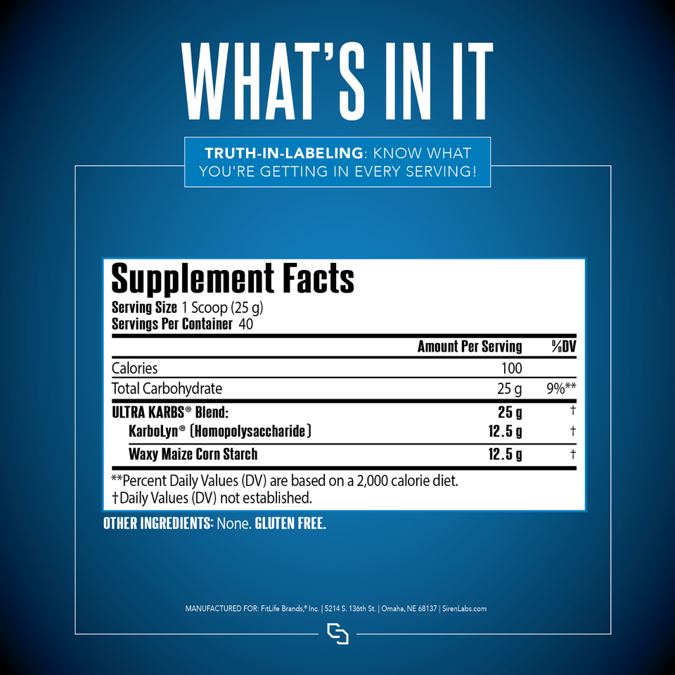 Ultra Karbs Carbohydrate Matrix for Energy, Performance & Recovery - 40 ...