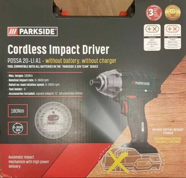 Parkside 20v Cordless Impact Driver PDSSA 20-LI A1 - Bare Unit for sale ...