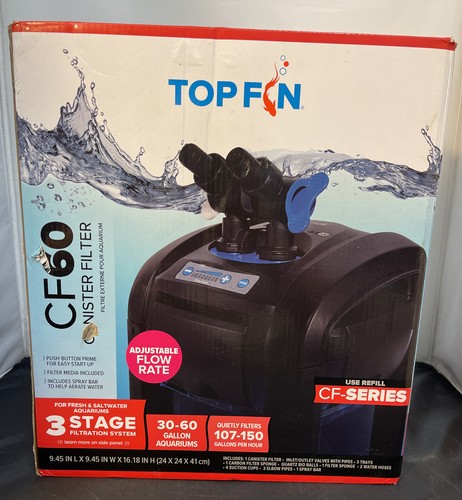 TOPFIN CF60 Canister Filter Extreme Pour Aquarium 3 Stage Filtration ...