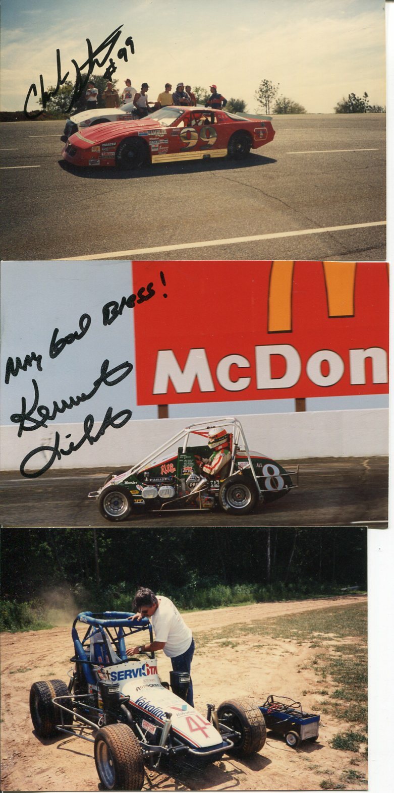 Unknown Lot of 3 Open Wheel Racing NASCAR Midget Signed Autograph Photo ...