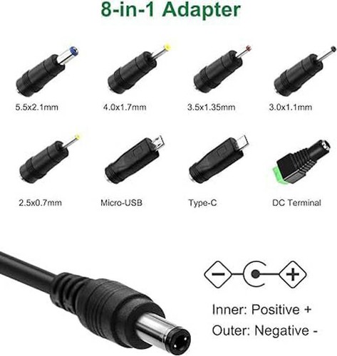 DC Power Charger Tips Set of 8 Compatible Baby Monitor Camera TV Box ...