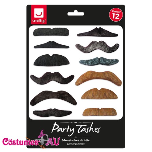 12pcs Fake Mustache Party Black Self Adhesive Costume Fancy Stylish ...