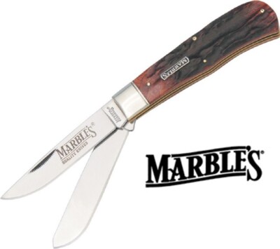 Marbles Jumbo Trapper Folding Pocket Knife - Bone Handles - Padded Case ...