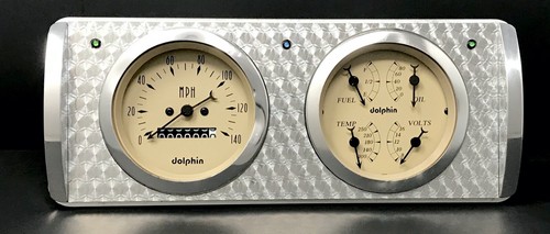 1940 Ford Car 2 Gauge Dash Panel Quad Style Engine Turned Insert Set ...