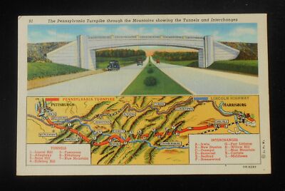 1940s Original Section The Pennsylvania Turnpike Map Tunnels and ...