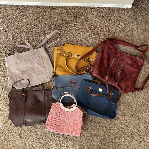 LOT OF 7 WOMENS HANDBAGS/PURSES, NO BRANDS ON ANY, DOONEY & BOURKE ...