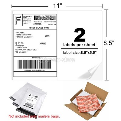 50-4000 Shipping Labels 8.5x5.5 Half Sheet Blank Label Self Adhesive 2 ...