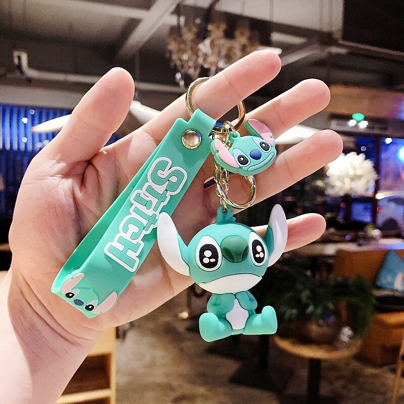 Adorable Silicone Stylish Cartoon Stitch Character Car Keychain Ring ...